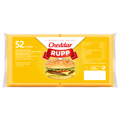 Rupp Cheddar Scheiben 1Kg - Mevla Gastronomie Großhandel Wien